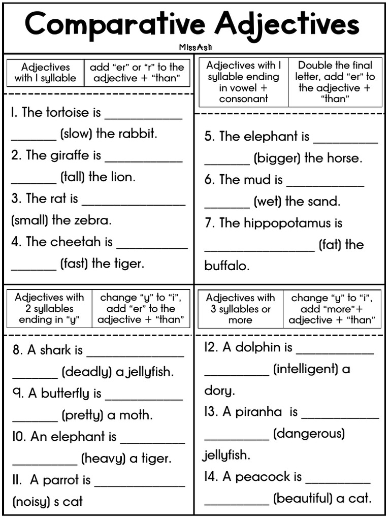 Comparative Adjectives Worksheet