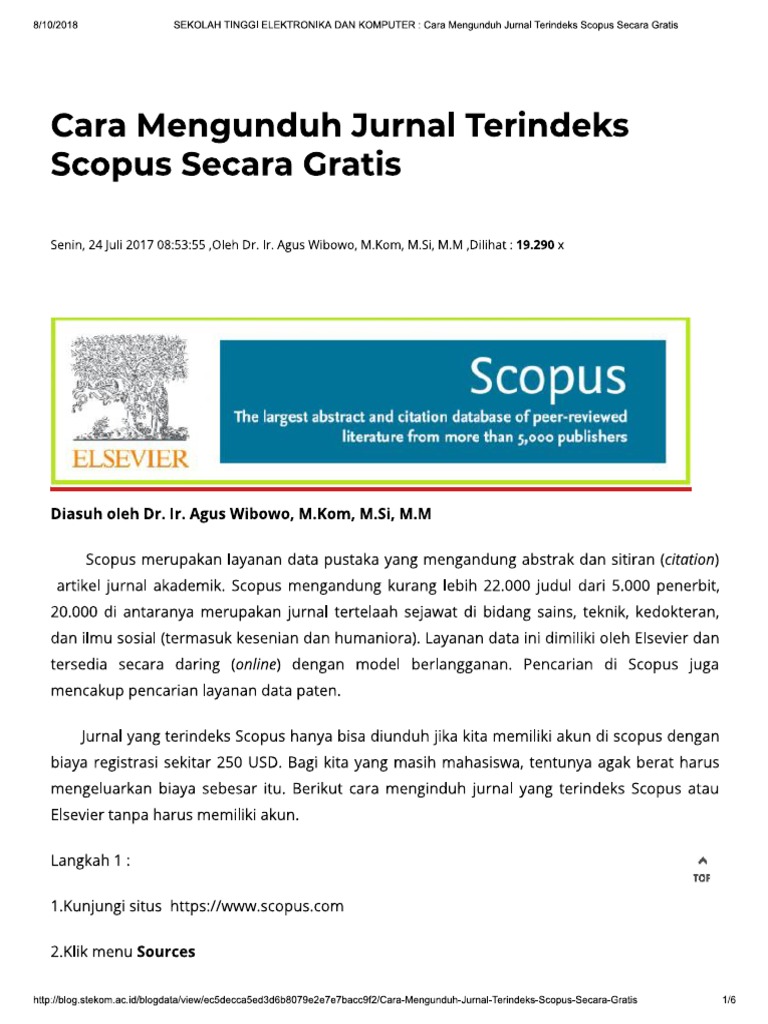 Panduan Download Jurnal Terindeks Scopus Gratis | PDF