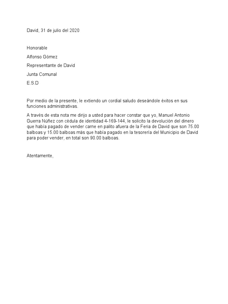 Carta de Solicitus | PDF