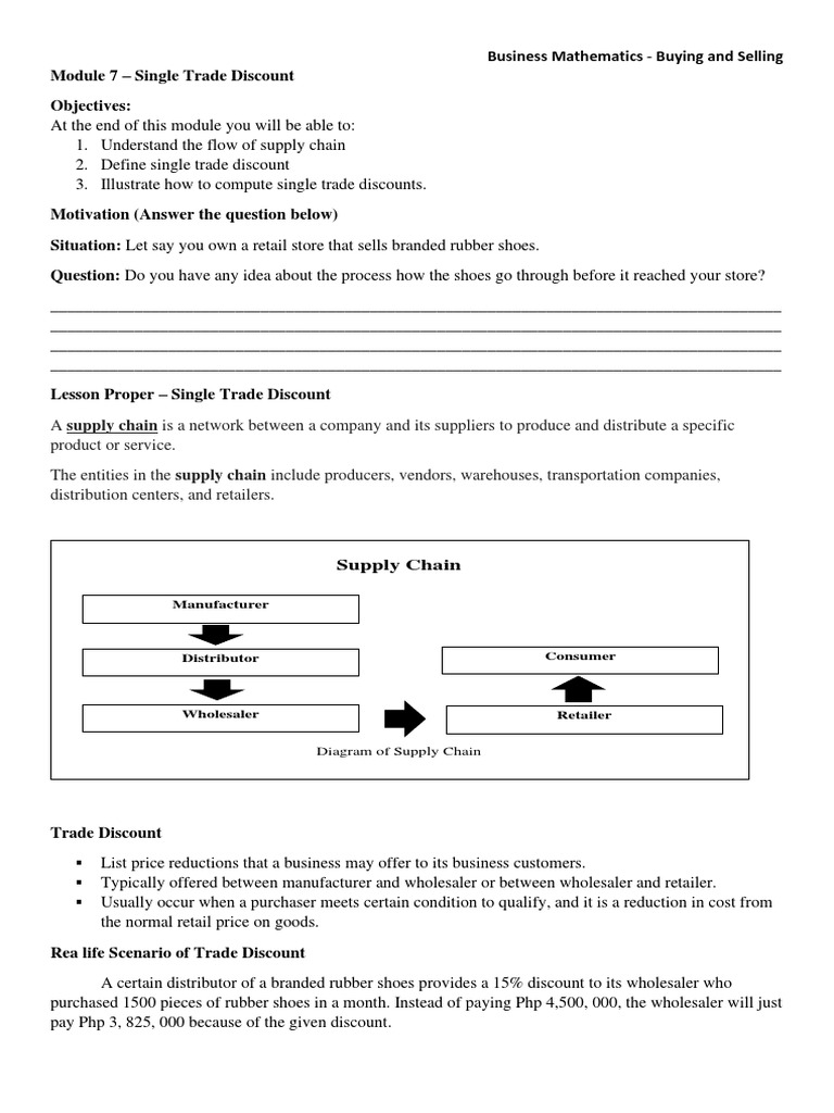 Module 7 Business Math | PDF | Discounts And Allowances | Discounted ...