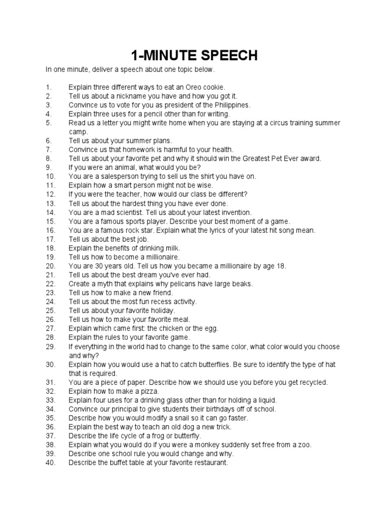 1 Minute Speech | PDF