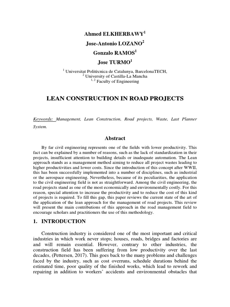 Lean Construction in Road Projects PDF | PDF | Lean Manufacturing ...