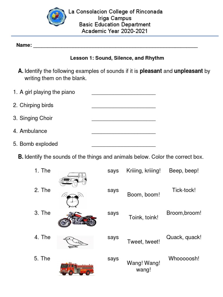 Exploring Pleasant and Unpleasant Sounds: A Lesson on Identifying ...