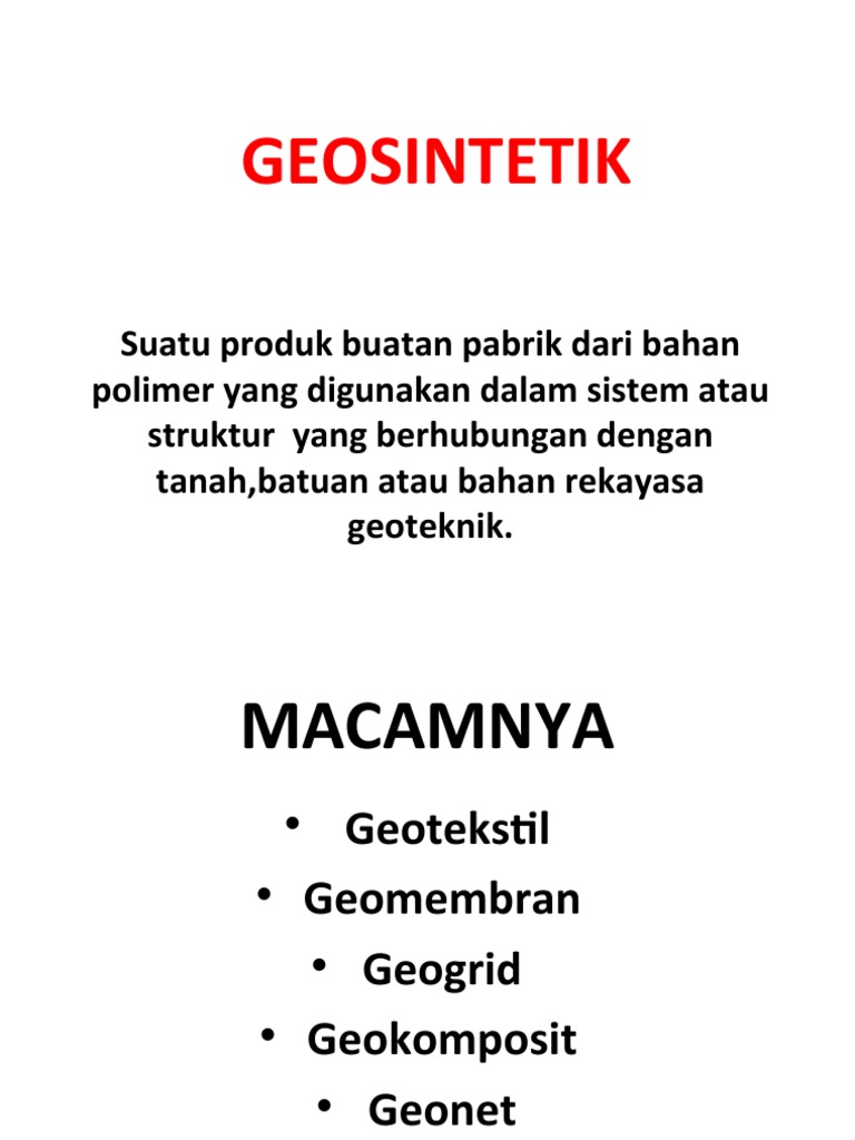 Jenis dan Fungsi Geosintetik | PDF
