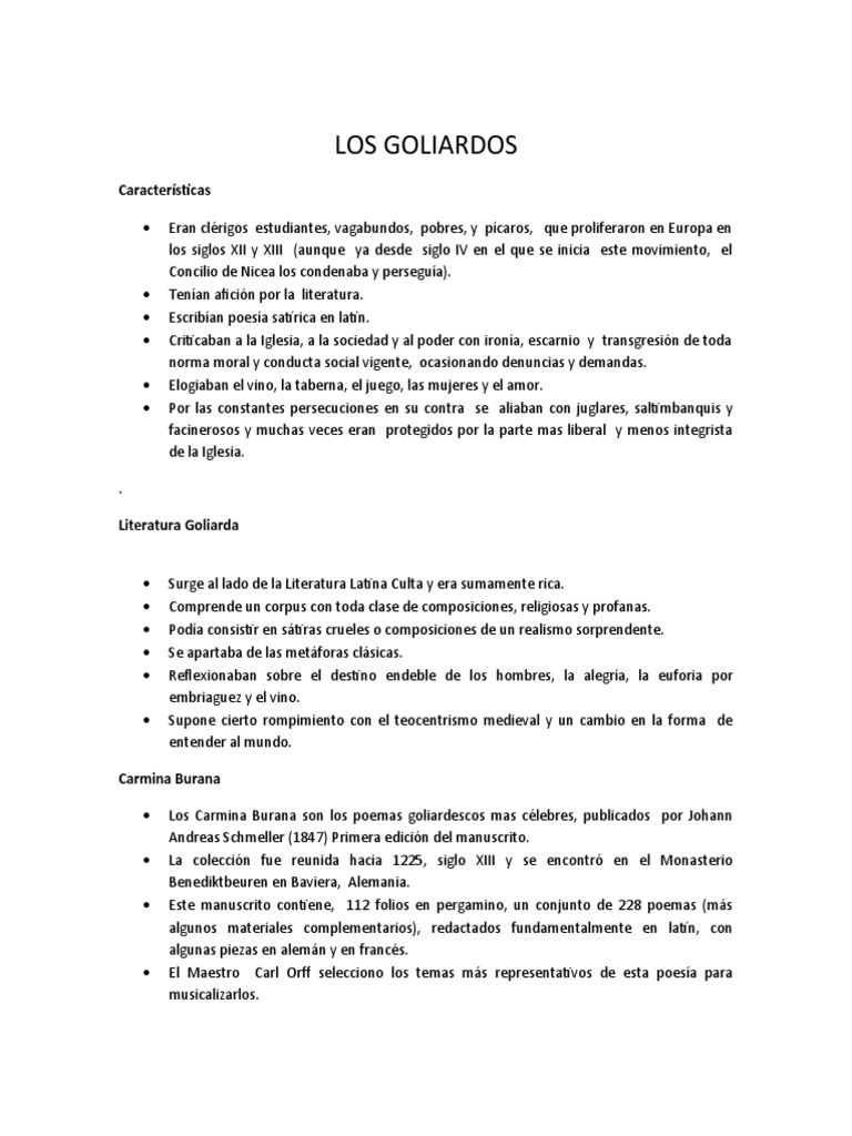 LOS GOLIARDOS (Guia) | PDF | Poesía