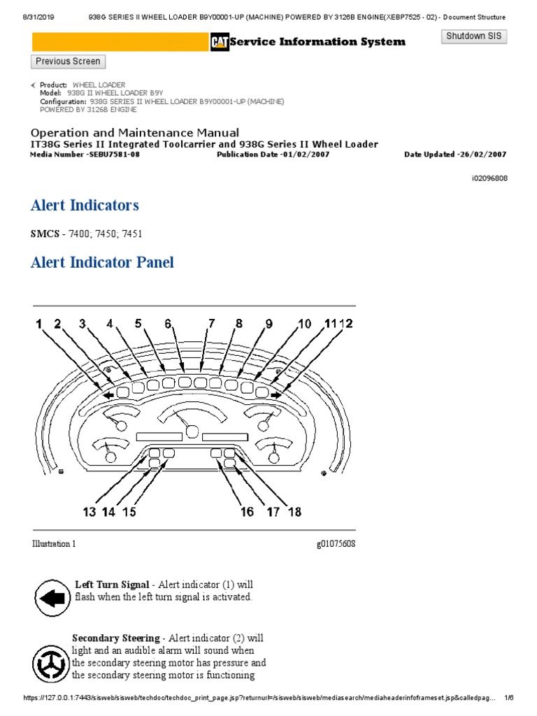 Cat 938G Indicators | PDF | Transmission (Mechanics) | Brake