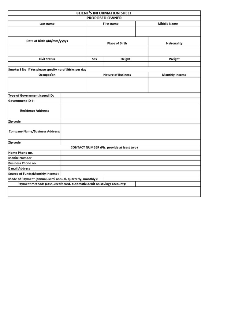 AXA Client Info Sheet - Template | PDF | Hepatitis | Electronic Cigarette