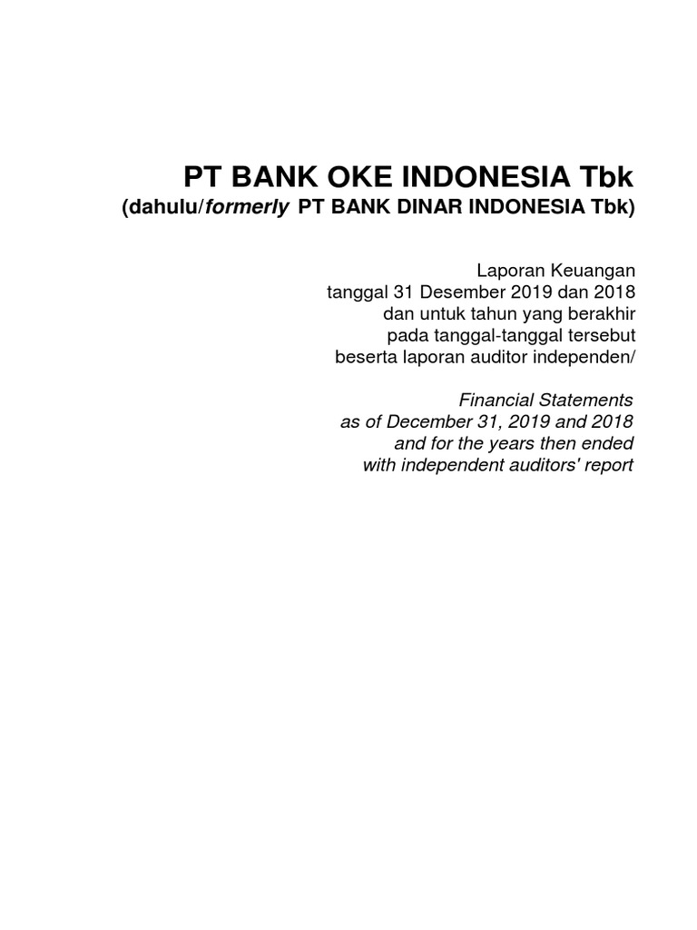 Laporan Auditor Independen 2019 (PT BANK OKE INDONESIA TBK) PDF | PDF