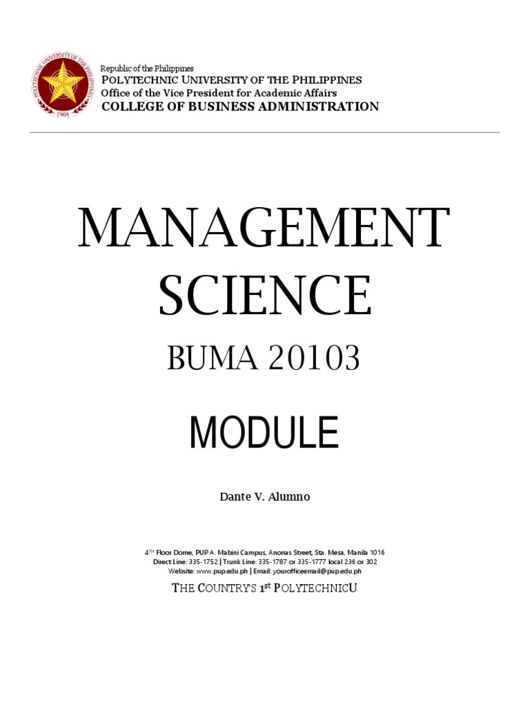 Management Science BUMA 20103 Module New PDF | PDF | Mathematical ...