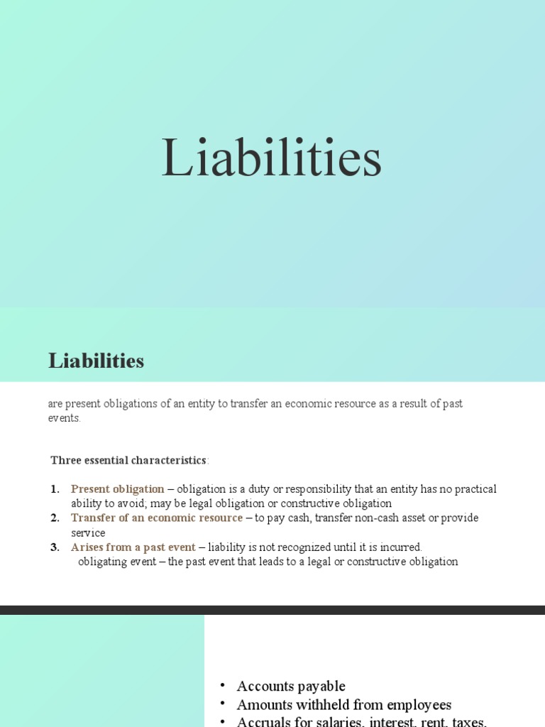 Liabilities | PDF | Current Liability | Liability (Financial Accounting)