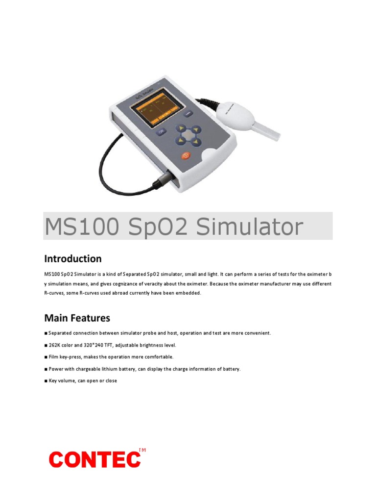 MS100 SpO2 Simulator | PDF