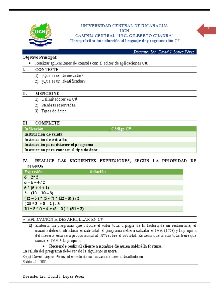 Clase Practica Introduccion Al Editor Csharp | Descargar gratis PDF | C Sharp (lenguaje de ...