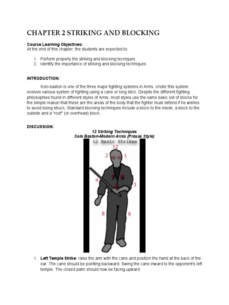 Chapter 2 Striking and Blocking: Course Learning Objectives | PDF ...