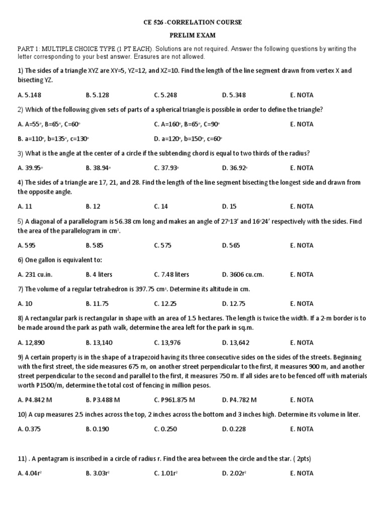 Quiz 2 | PDF | Triangle | Area