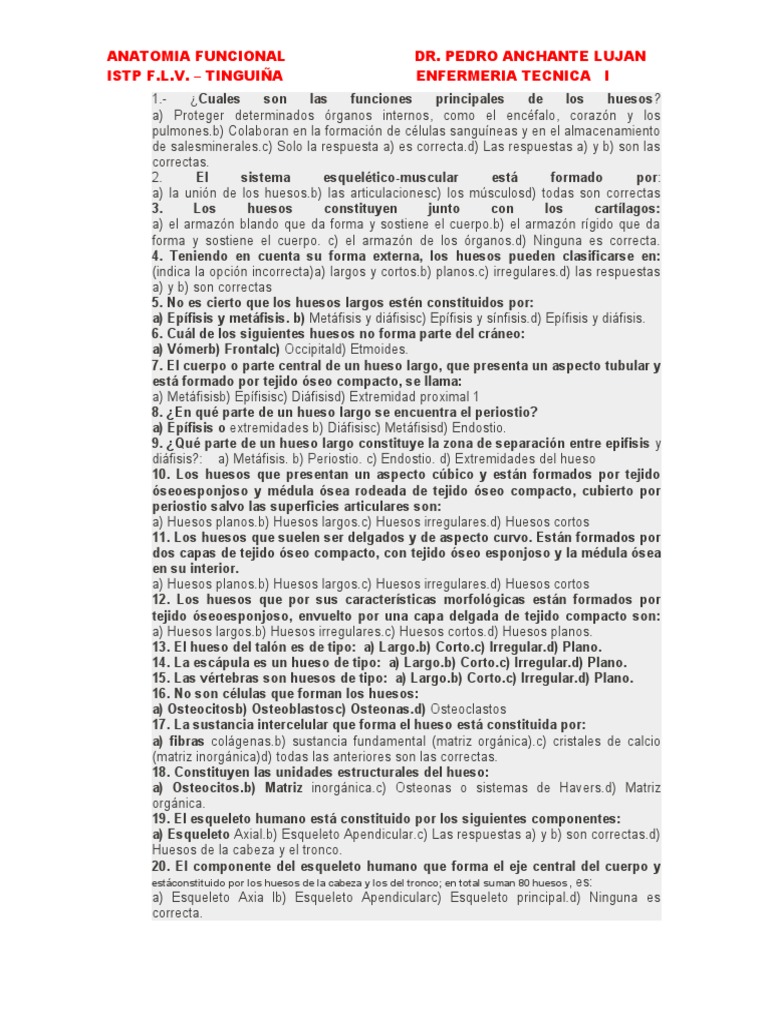 Examen de Sistema Oseo y Muscular | PDF | Articulación | Hueso