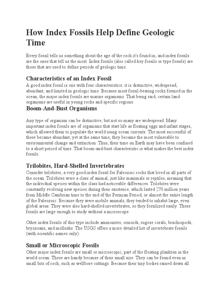 How Index Fossils Help Define Geologic Time | PDF | Fossil | Geologic ... How Index Fossils Help Define Geologic Time | PDF | Fossil | Geologic ...
