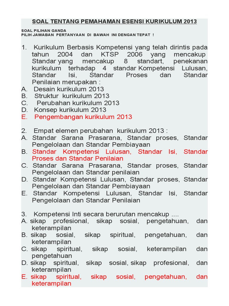 SOAL ESENSI K13 Lilik | PDF