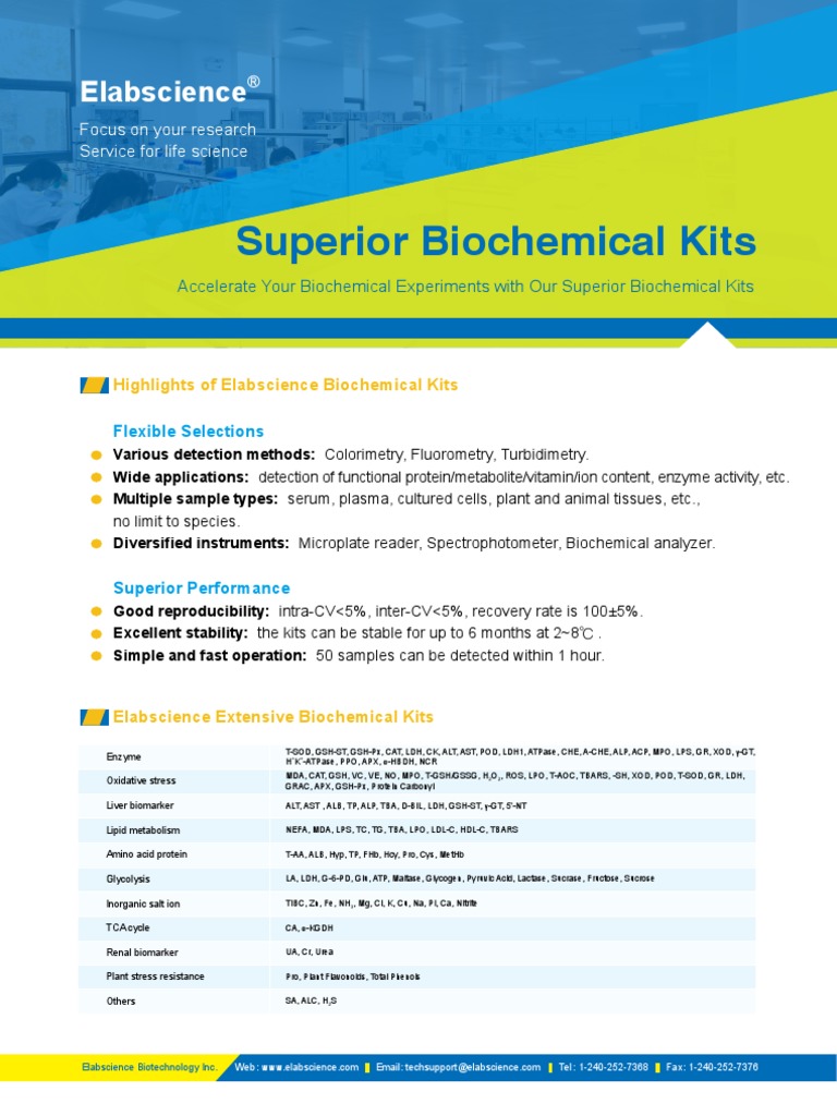 Superior Biochemical Kits: Elabscience | PDF | Lactate Dehydrogenase ...