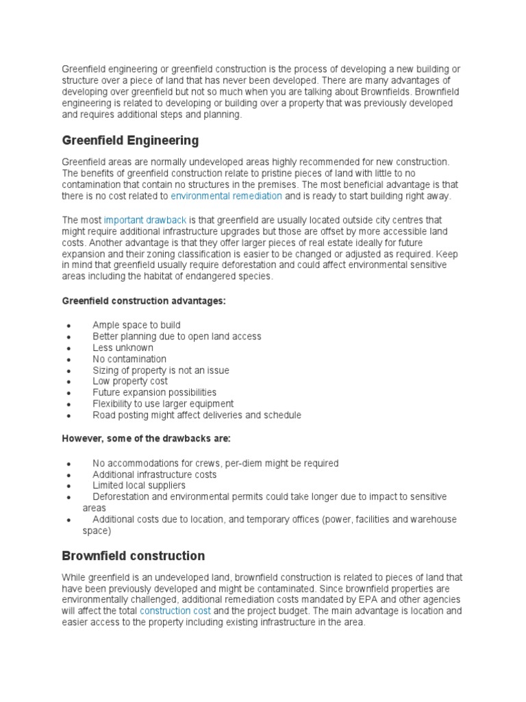Greenfield Engineering: Environmental Remediation Important Drawback | PDF