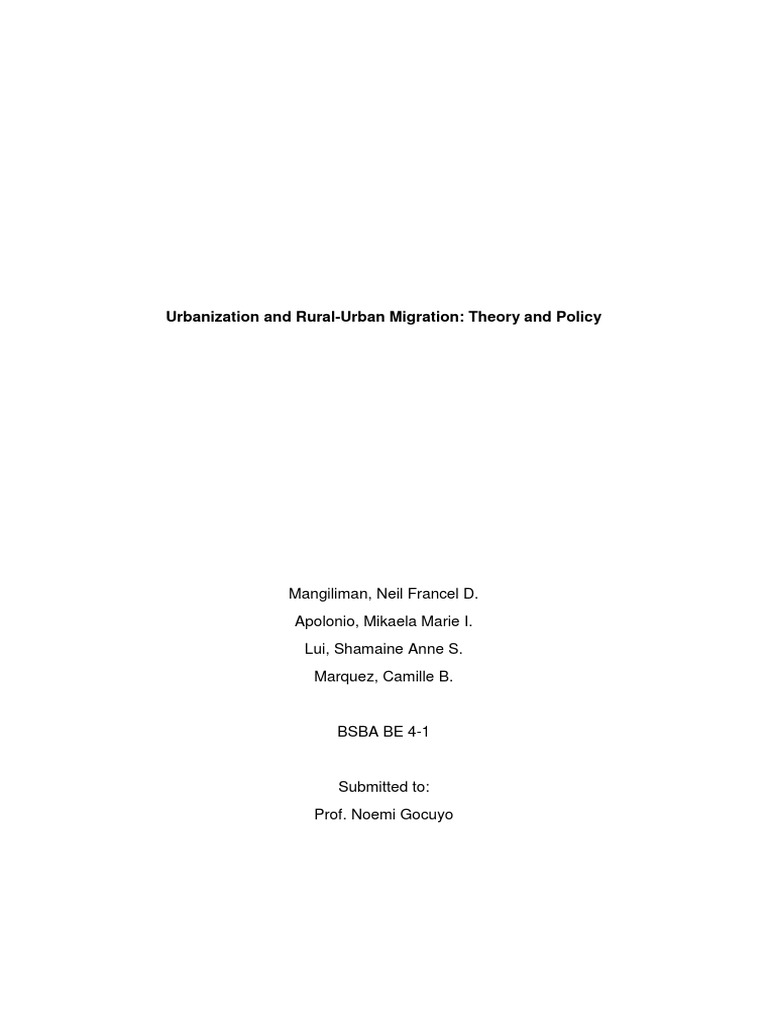 Migration and Urbanization PDF | PDF | Human Migration | Urbanization