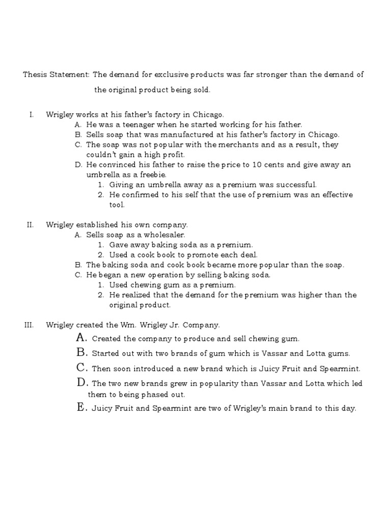 Exercise 2.2 - Outline of Wrigley's Chewing Gum | PDF