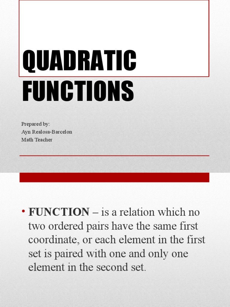 Lesson 1 - Quadratic Functions 2020-2021 | PDF | Function (Mathematics) | Variable (Mathematics)