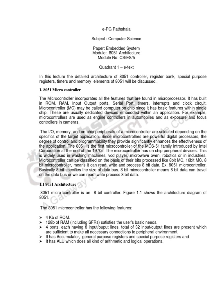 Embedded Systems Pdf Microcontroller Microprocessor
