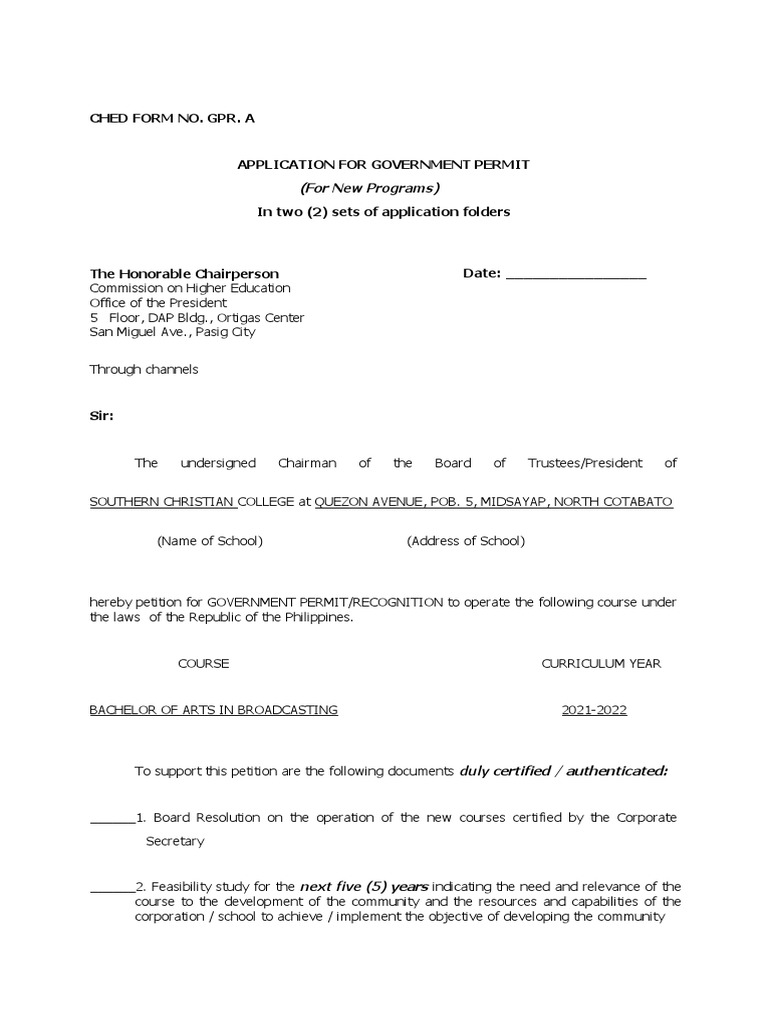 Ched Form No. Gpr. A: (For New Programs) | PDF | Notary Public | Government