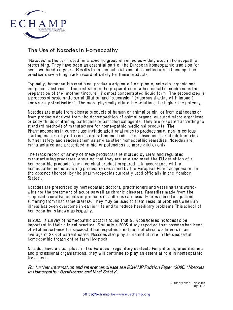 Summary Sheet Nosodes | PDF | Homeopathy | Medical Humanities