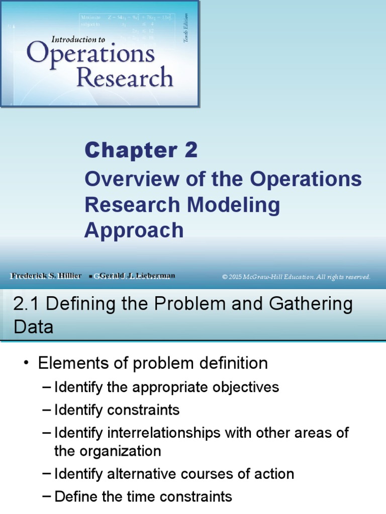 Overview of The Operations Research Modeling Approach: Frederick S ...