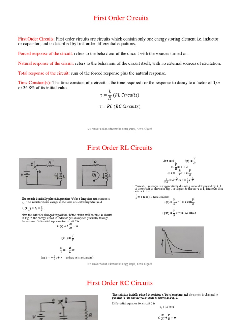 First Order Circuits | PDF | Electrical Network | Inductor