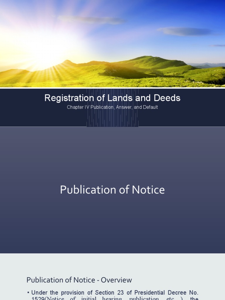 Registration of Lands and Deeds | PDF | Legal Guardian | Judgment (Law)