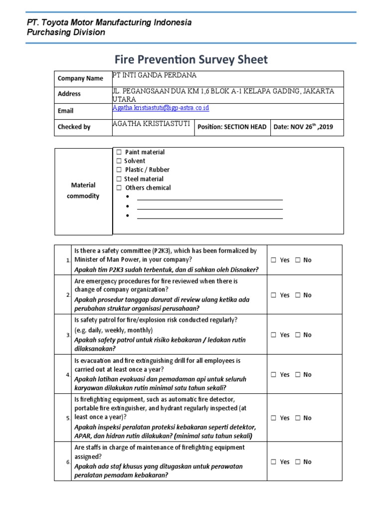 Fire Safety Checklist for Factories | PDF | Firefighting | Safety