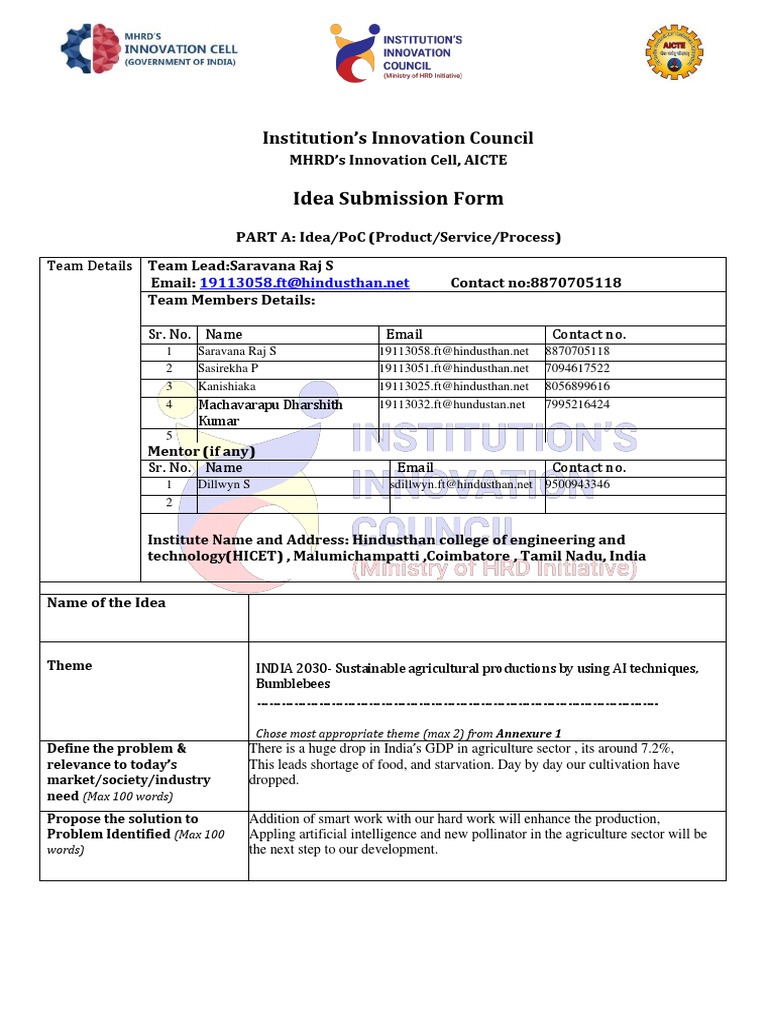 Idea Submisson-Format - New | PDF | Prototype | Artificial Intelligence