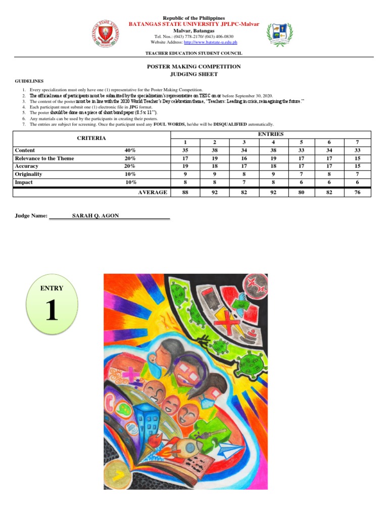 Judging Sheet For Poster | PDF
