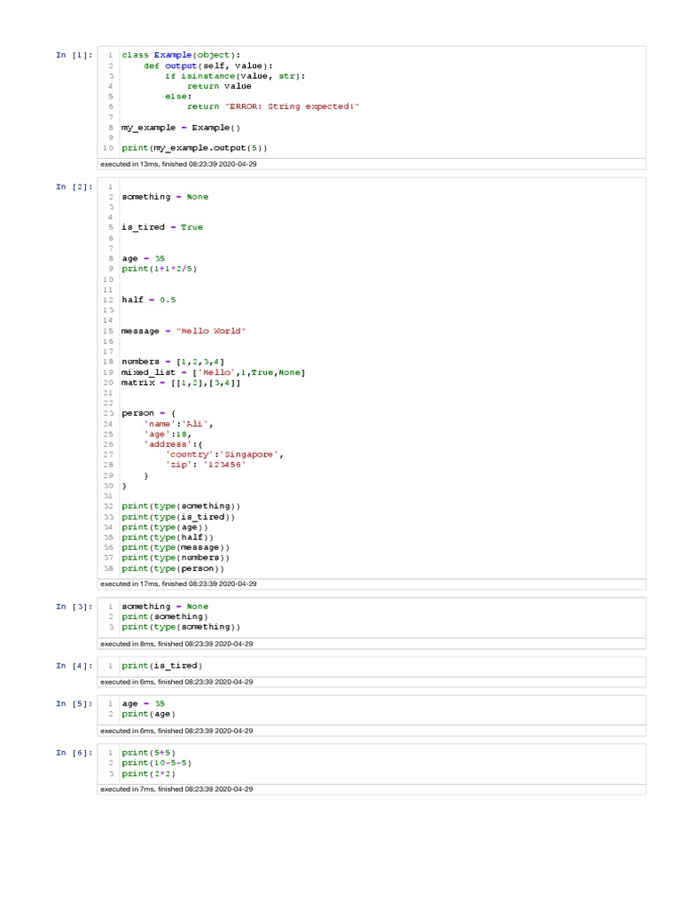 "ERROR: String Expected!": # The None Type | PDF | Boolean Data Type ...