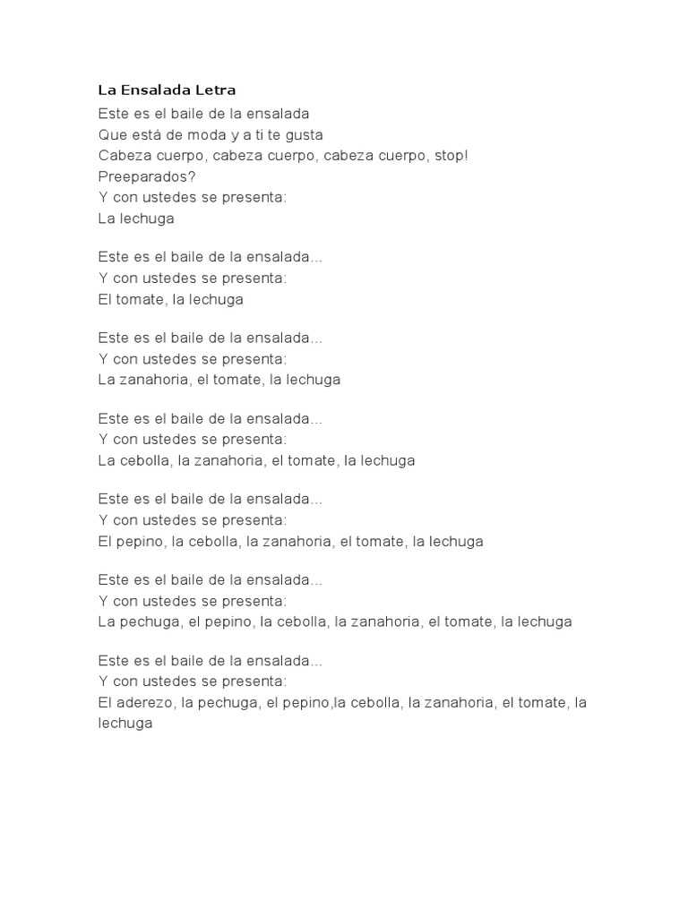 La Ensalada Letra | PDF