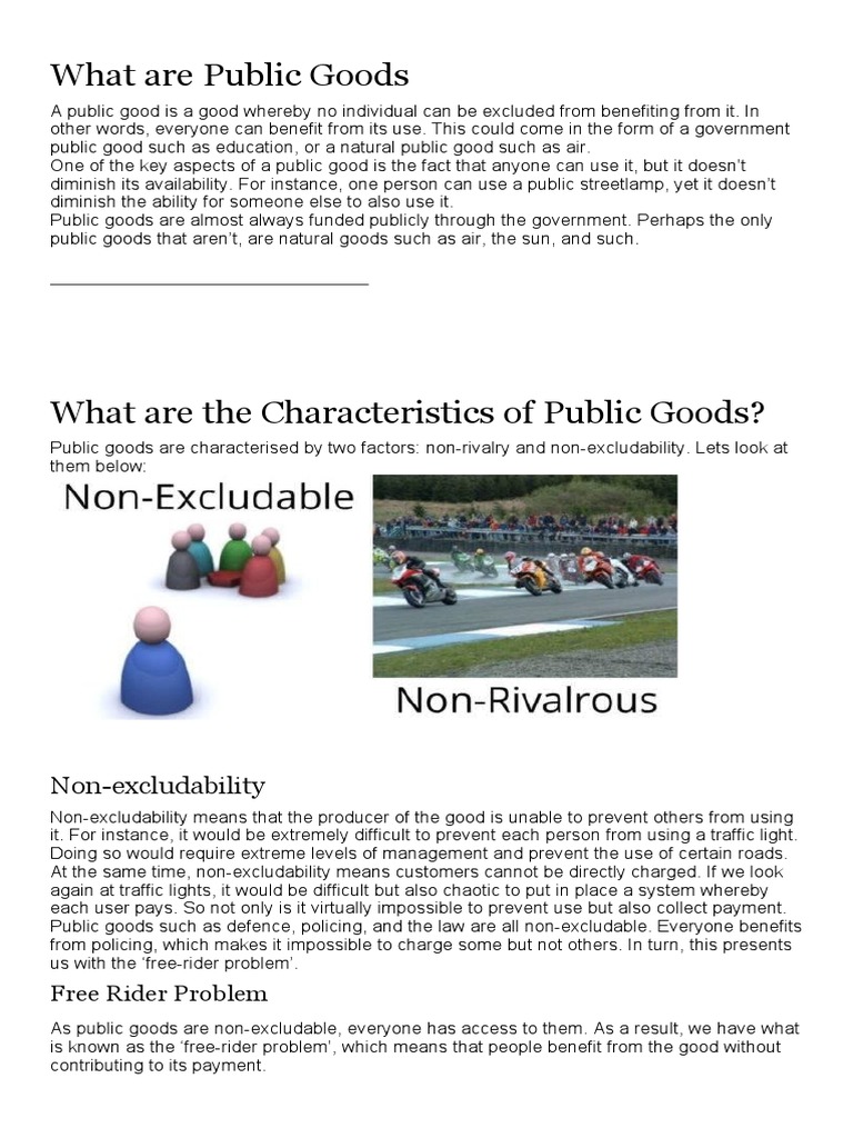 What are Public Goods and their Characteristics | PDF | Microeconomics ...