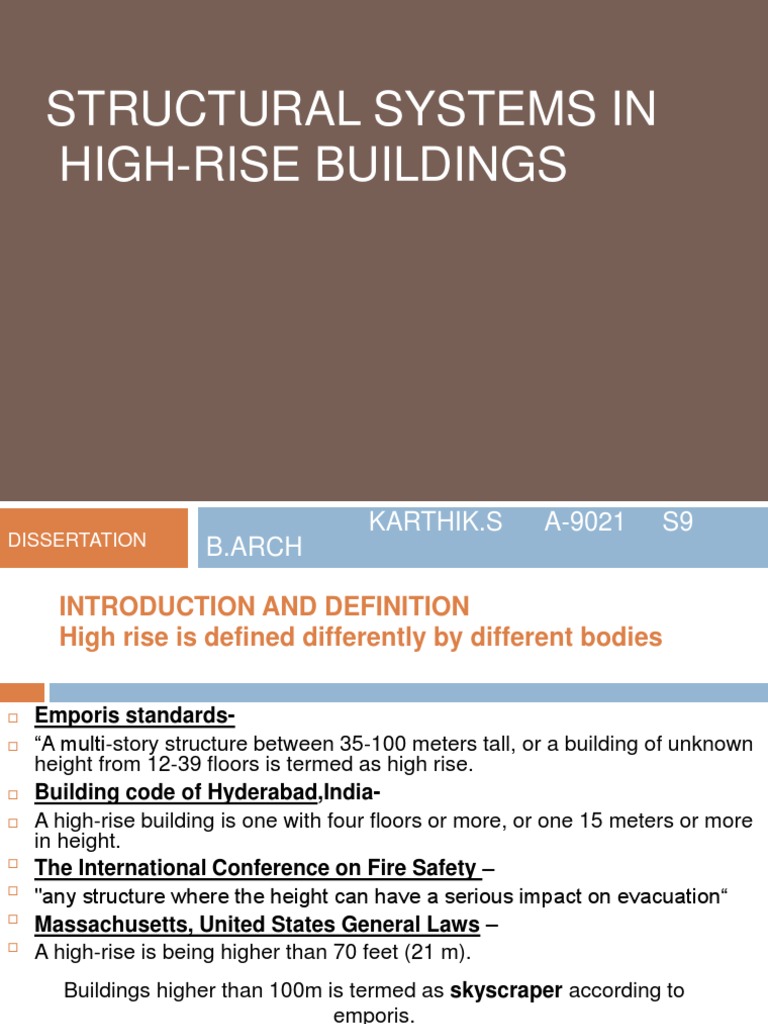 Structural Systems in High-Rise Buildings: Karthik.S A-9021 S9 B.Arch ...
