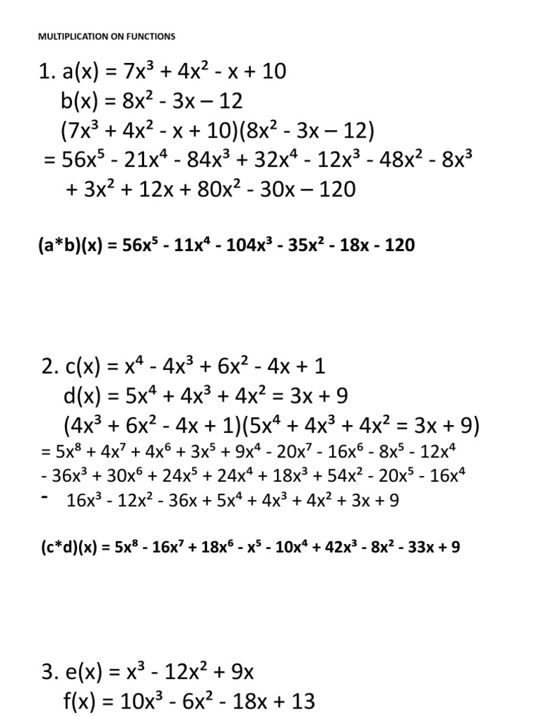 Multiplication On Functions PDF