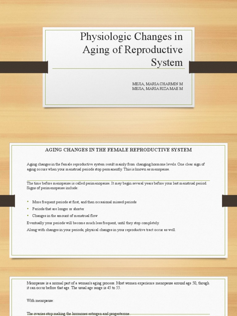 Physiologic Changes in Aging of Reproductive System | PDF | Menopause ...