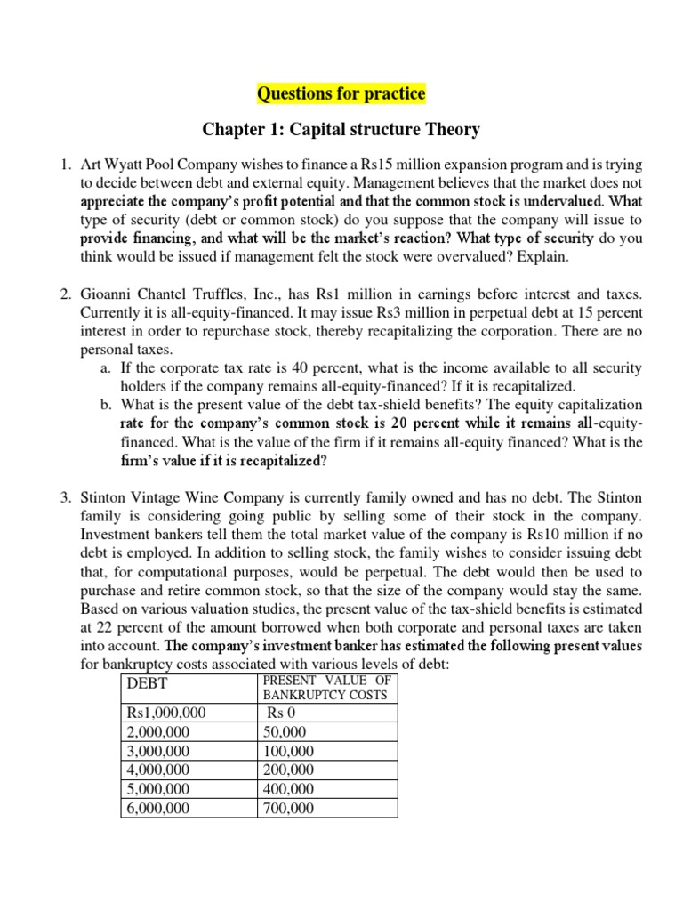 Capital Structure Analysis and Decisions | PDF | Factoring (Finance ...