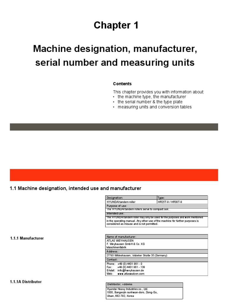 Machine Designation, Manufacturer, Serial Number and Measuring Units | PDF
