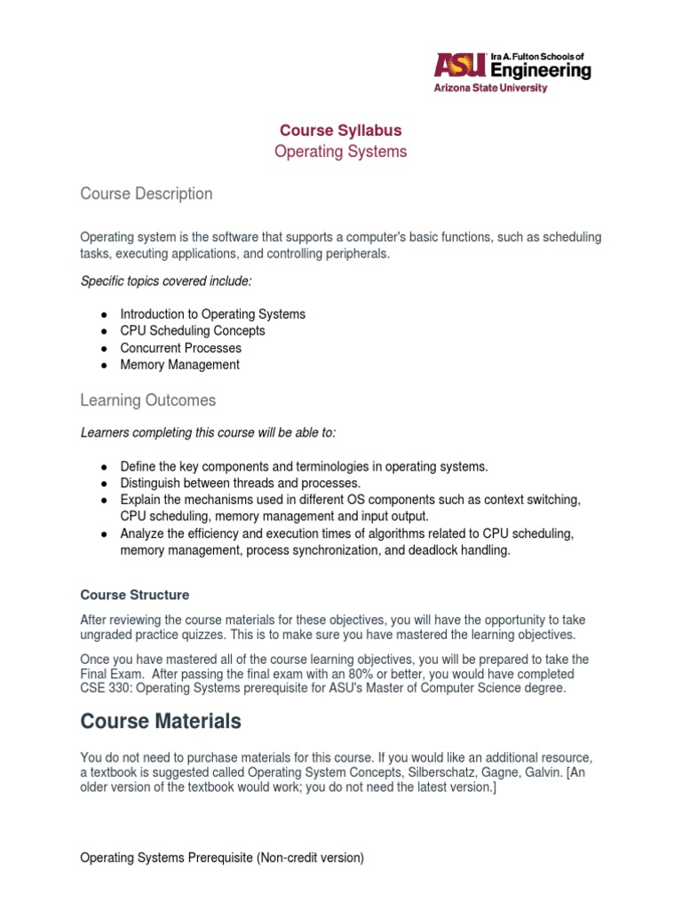 Syllabus - Operating Systems | PDF | Scheduling (Computing) | Operating System