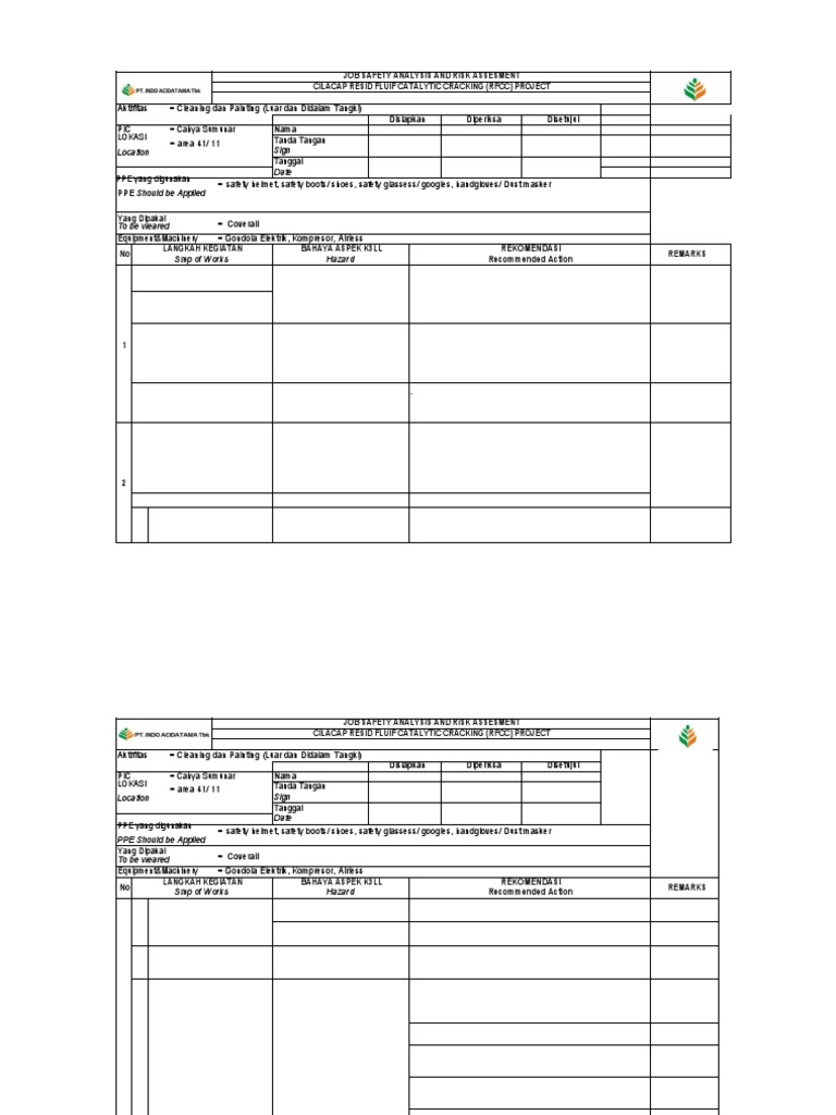 Pertamina JSA FORM Painting Dikonversi | PDF | Personal Protective ...