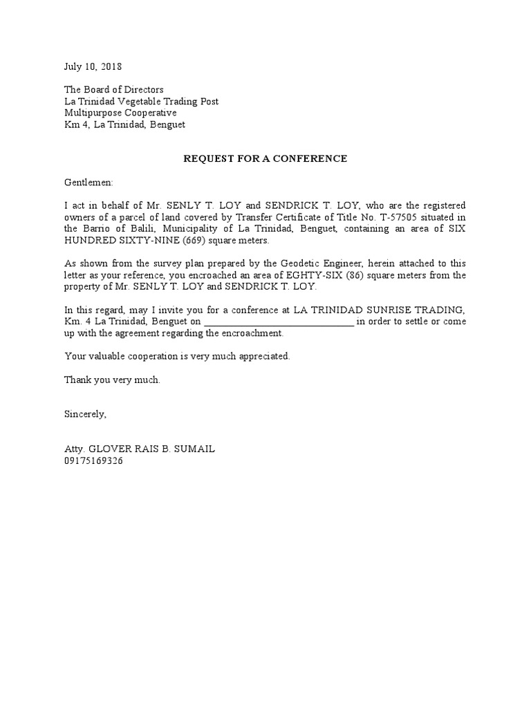 Letter For Encroachment | PDF