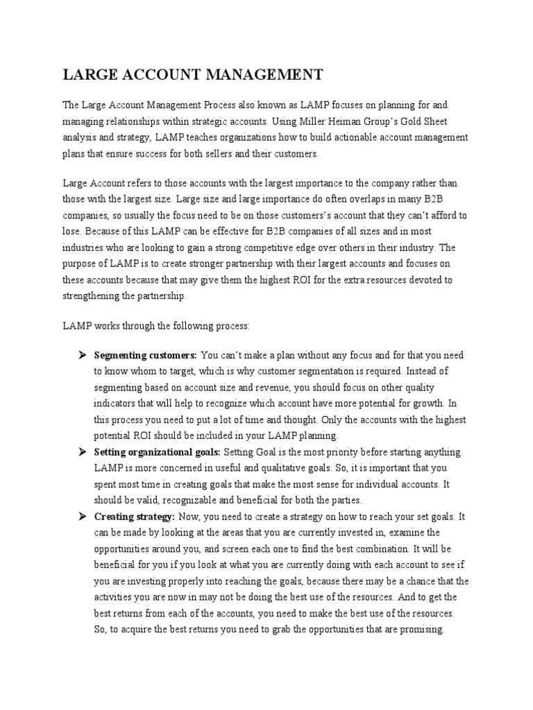 Large Account Management | PDF | Goal | Customer Relationship Management