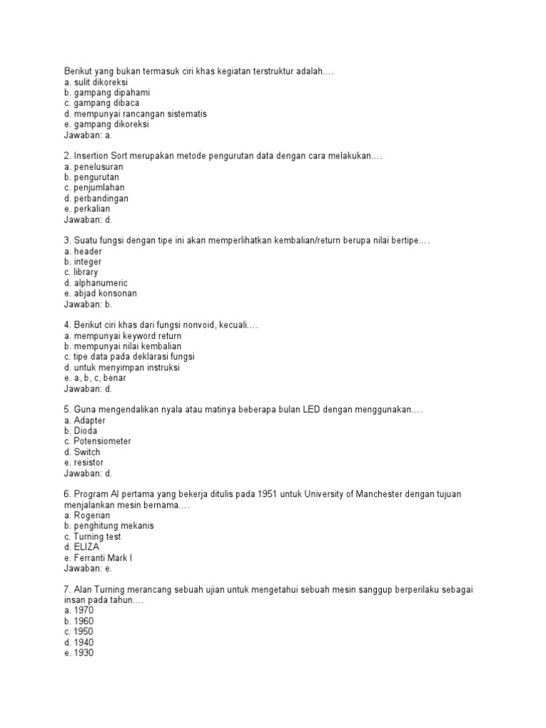 Bank Soal PG Algoritma & Pemrograman | PDF