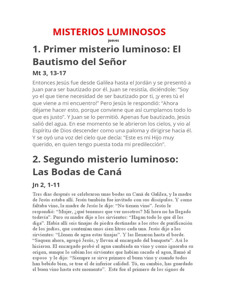 Misterios Luminosos del Rosario | PDF | Bautismo | Jesús