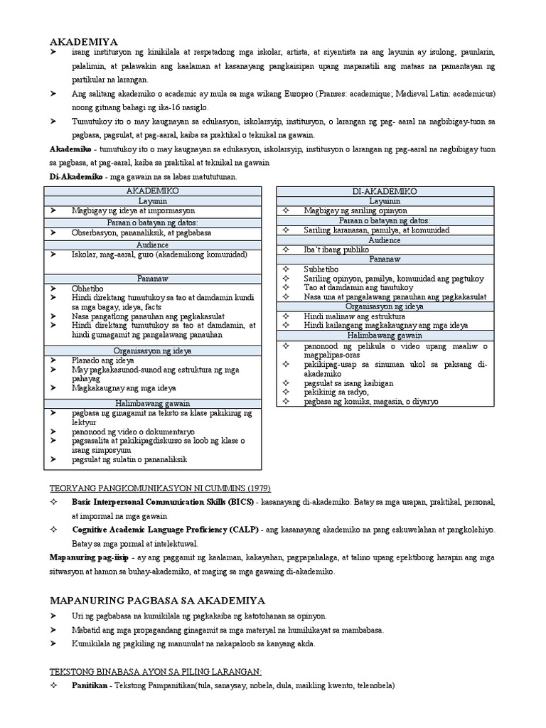 FILIPINO Notes | PDF